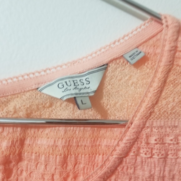 Guess | Tops | Guess Peach Lace Long Tee Tunic | Poshmark